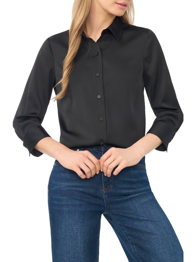CECE DUPRAZ CeCe Button Front Satin Shirt